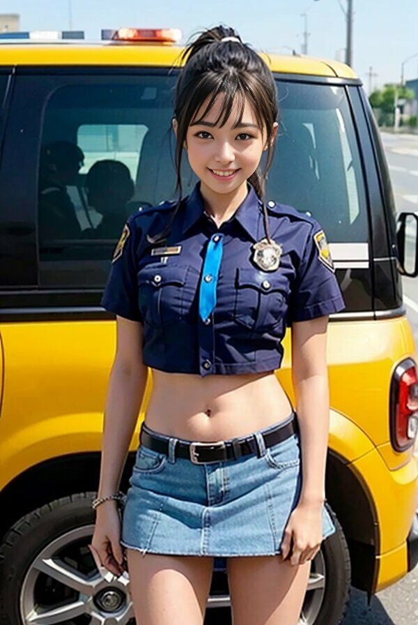 AIコスプレグラビア へそ出しミニスカポリス | FANDANE